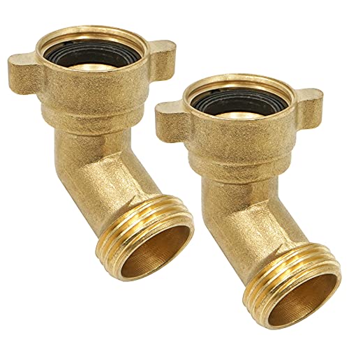 Garden Hose Elbow Connector ? Degree Solid Brass Adapter Hose Extender for Eliminates Stress and Strain On RV Water Intake Hose Fittings