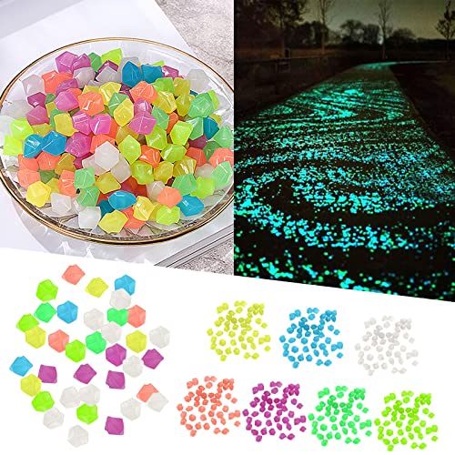 100PCS Luminous Stone Diamond Shaped Colorful Glowing Stones, Fish Tank Aquarium Landscaping Luminous Stone Outdoor Decoration for Lawn Patio Garden Swimming Pool