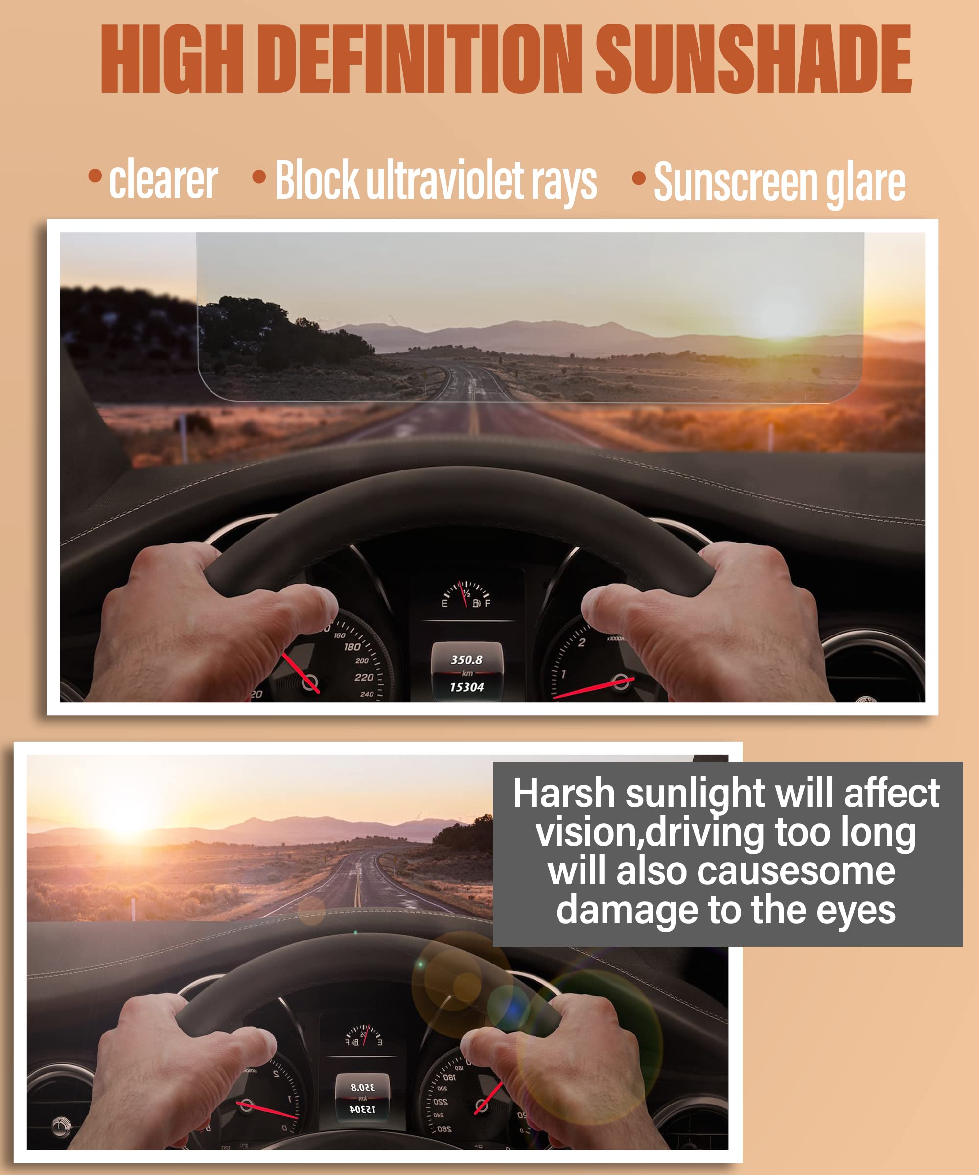 YAKEFLY HD Sun Visor for Car,Universal Car Visor Extender Sun Blocker,Car Sun Visor Sun Shade Protection from Sun Glare,Snow Blindness,UV Rays,Anti-Glare Polarized Sun Visor Extender