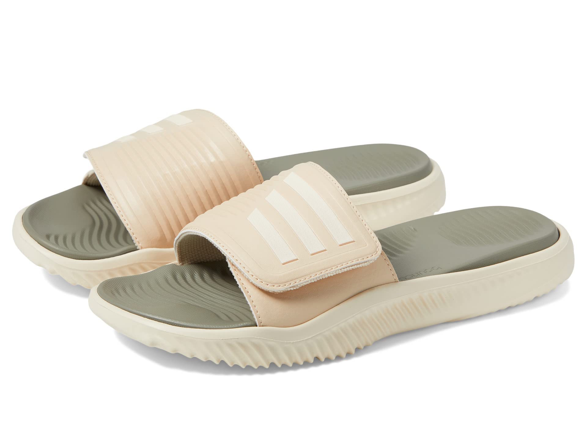 adidas Unisex Alphabounce 2.0 Slides Sandal, Sand Strata/Silver Pebble/Wonder White, 9 US Men