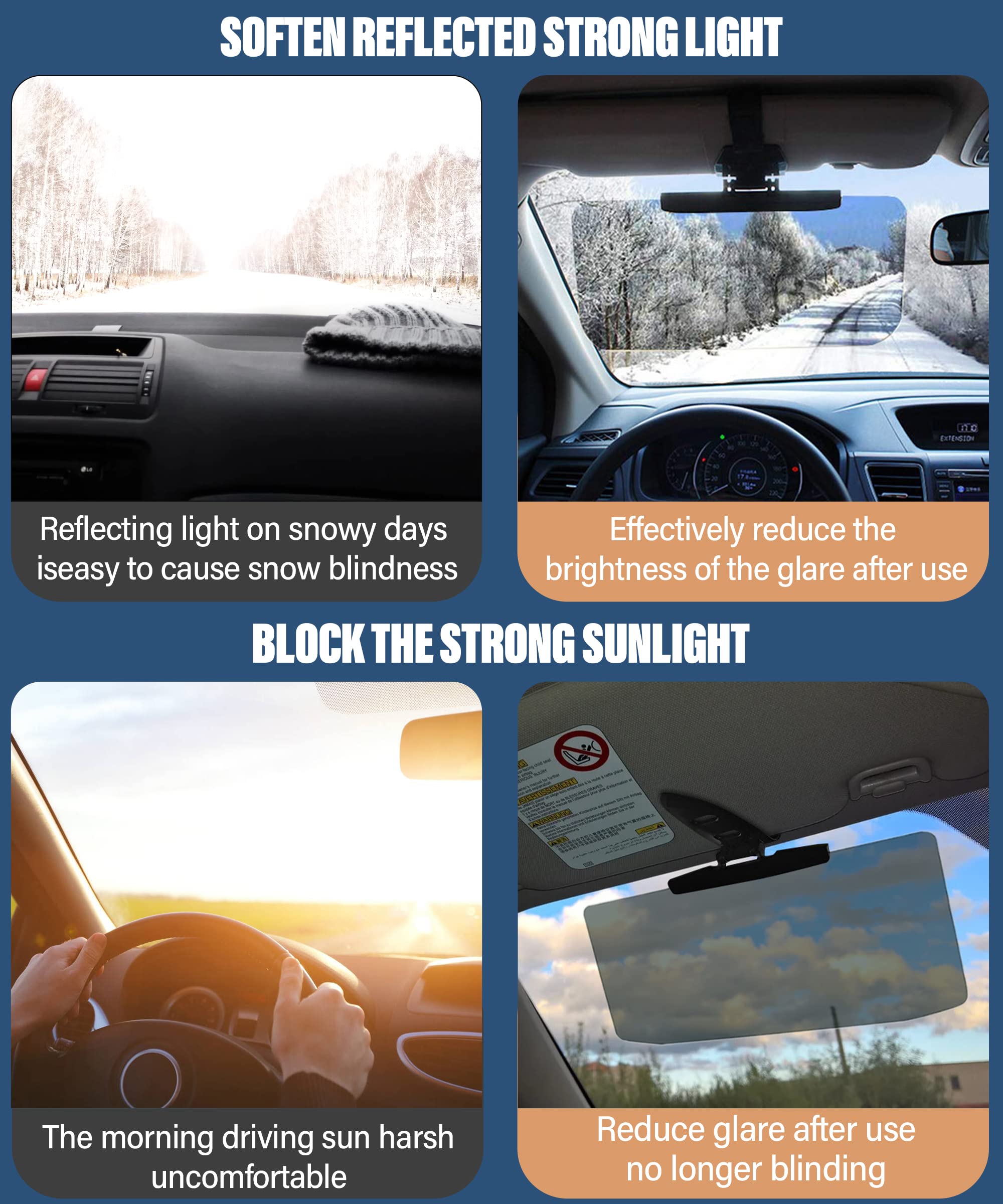 YAKEFLY HD Sun Visor for Car,Universal Car Visor Extender Sun Blocker,Car Sun Visor Sun Shade Protection from Sun Glare,Snow Blindness,UV Rays,Anti-Glare Polarized Sun Visor Extender