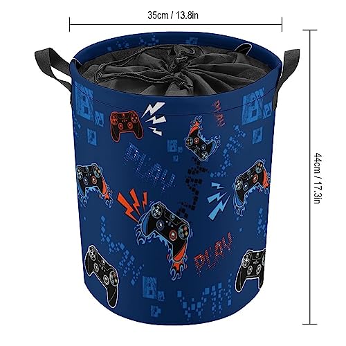 LynaRei Laundry Hamper Game Joystick Dirty Clothes Storage Basket Gamer Doodle Collapsible Waterproof Toy Organizer for Boys And Girls Bedrooms, Bathroom