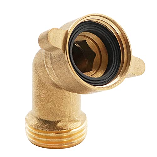 Garden Hose Elbow Connector ? Degree Solid Brass Adapter Hose Extender for Eliminates Stress and Strain On RV Water Intake Hose Fittings