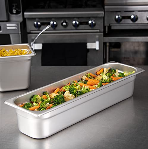 Carlisle FoodService Products CFS 60700HL4 DuraPan Light Gauge Stainless Steel Long Half-Size Food Shotgun Pan, 4" Deep (Pack of 6)
