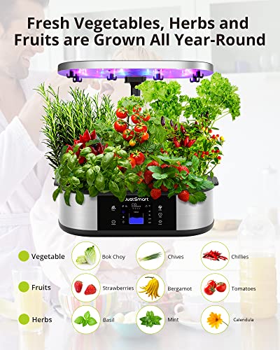 WiFi 12 Pods Hydroponics Growing System with APP Controlled, JustSmart Indoor Garden Up to 30" with 36W 120 LED Grow Light, Silent Pump System, Automatic Timer for Home Kitchen Gardening, GS1 Plus