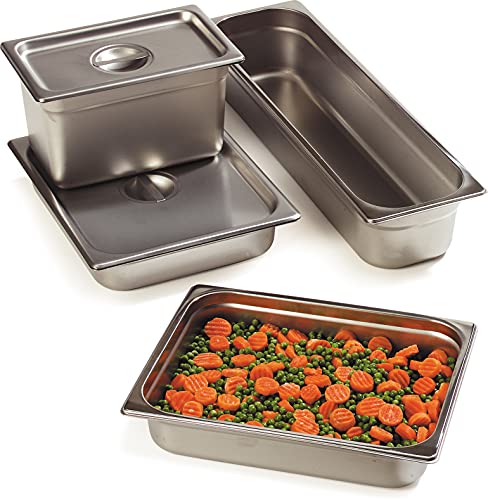 Carlisle FoodService Products CFS 60700HL4 DuraPan Light Gauge Stainless Steel Long Half-Size Food Shotgun Pan, 4" Deep (Pack of 6)