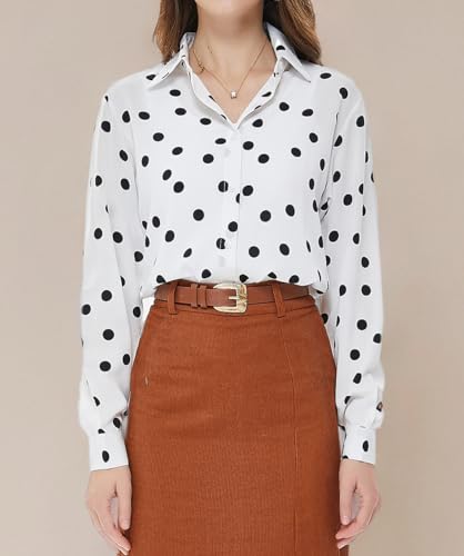 Beninos Women's Casual Blouses Long Sleeve Button Down Shirt (206388, M)