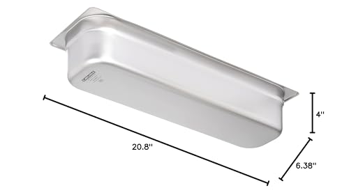 Carlisle FoodService Products CFS 60700HL4 DuraPan Light Gauge Stainless Steel Long Half-Size Food Shotgun Pan, 4" Deep (Pack of 6)