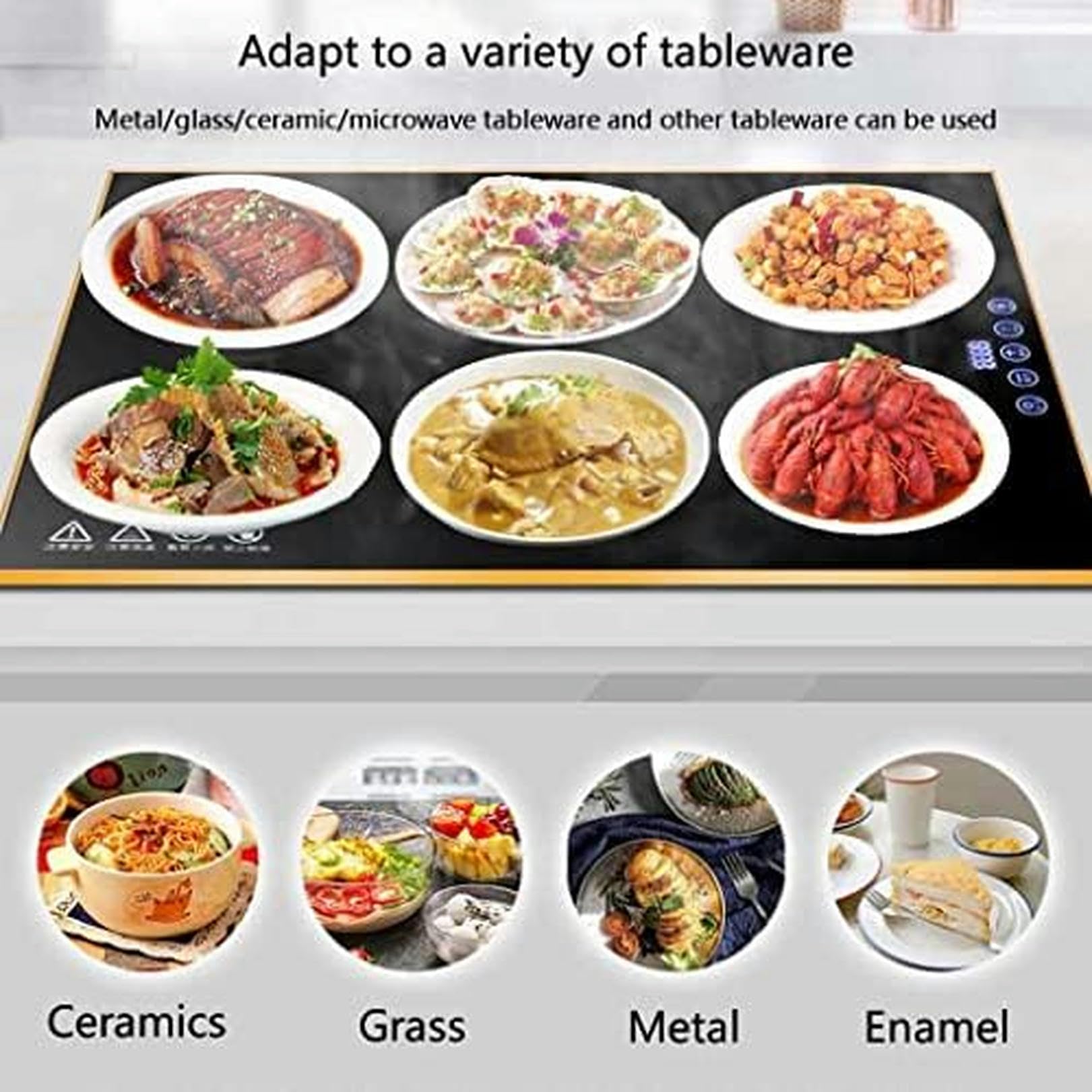 Electric Food Warmer Plate, Electric Warming Tray Food Warmer with Adjustable Temperature Control Warming Serving Tray Food Hot Plates Warmer Hot Plate Keep Food Warm for Buffets Home Dinners