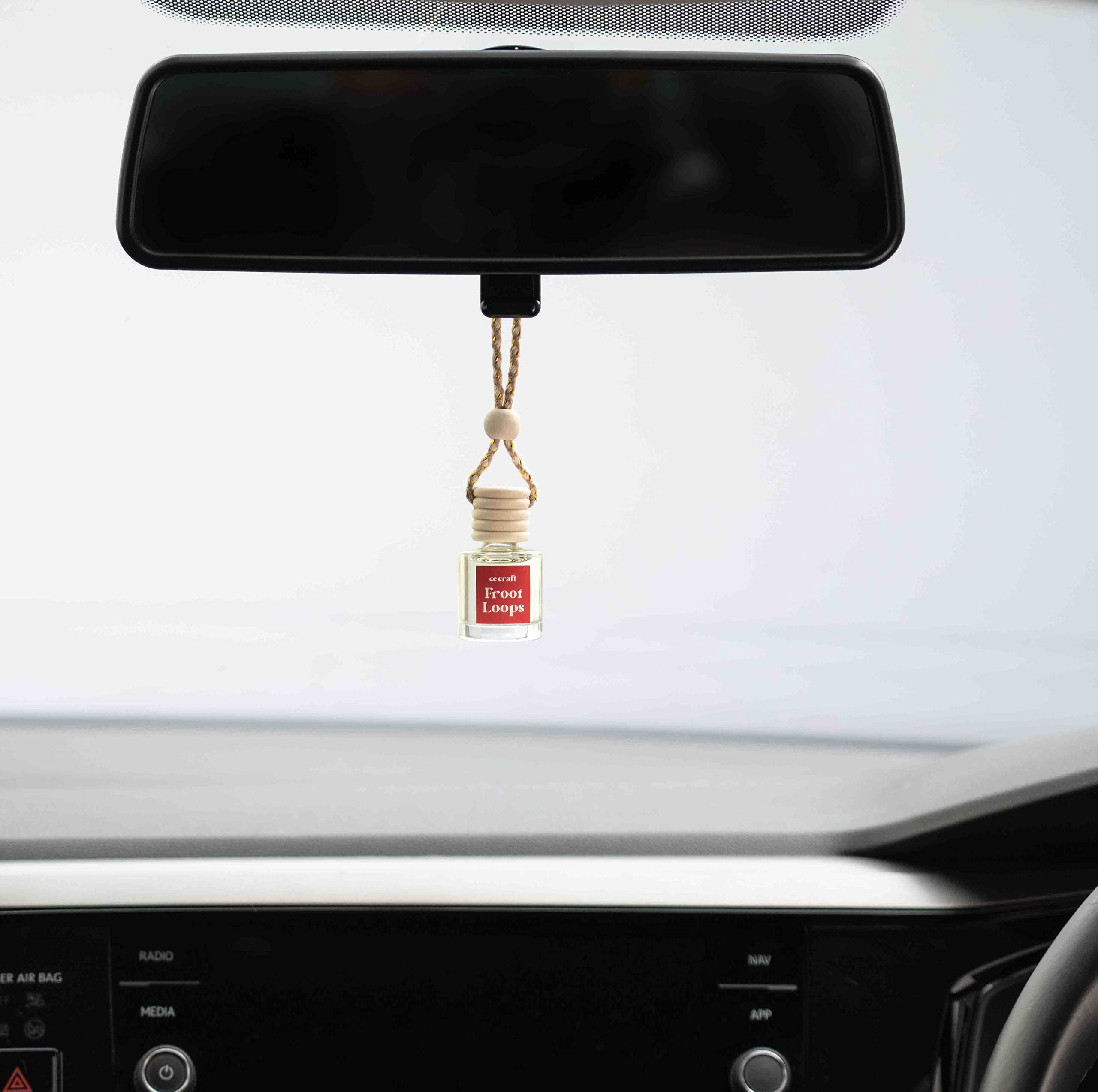CE CRAFT Car Air Freshener Diffuser, 2 Pack, Pink & Beige, 14 Days Scent Duration, Liquid, Automotive Air Freshener, Rearview Mirror Pendant, Car & Home Use