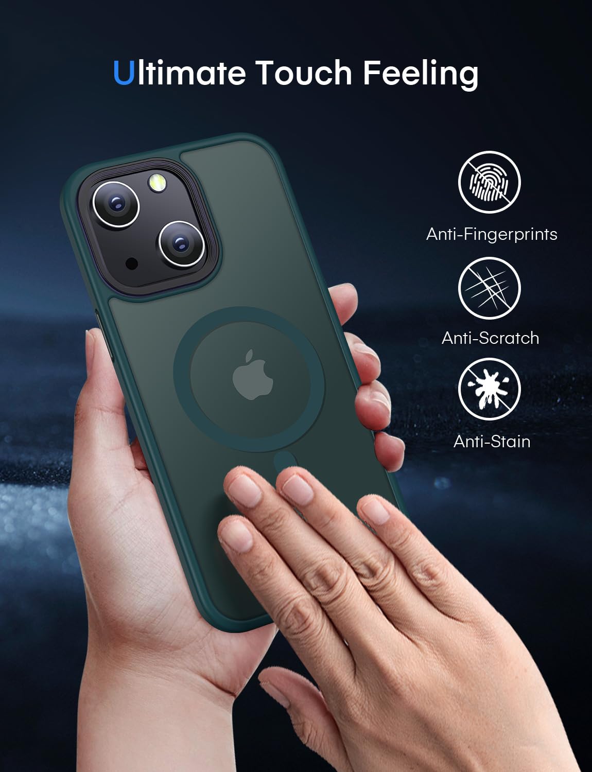 Mgnaooi Magnetic Case for iPhone 13 Mini Case [MIL-Grade Drop Tested & Compatible with MagSafe] Translucent Matte Back with Aluminum Alloy Keys, Shockproof Phone 13 Mini Case 5.4 Inch, Green
