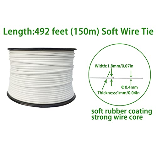 hun Soft Plant Tie,Thick Garden Flexible Tie for Plants,Reusable Plant Twist Ties (White, 492 feet)