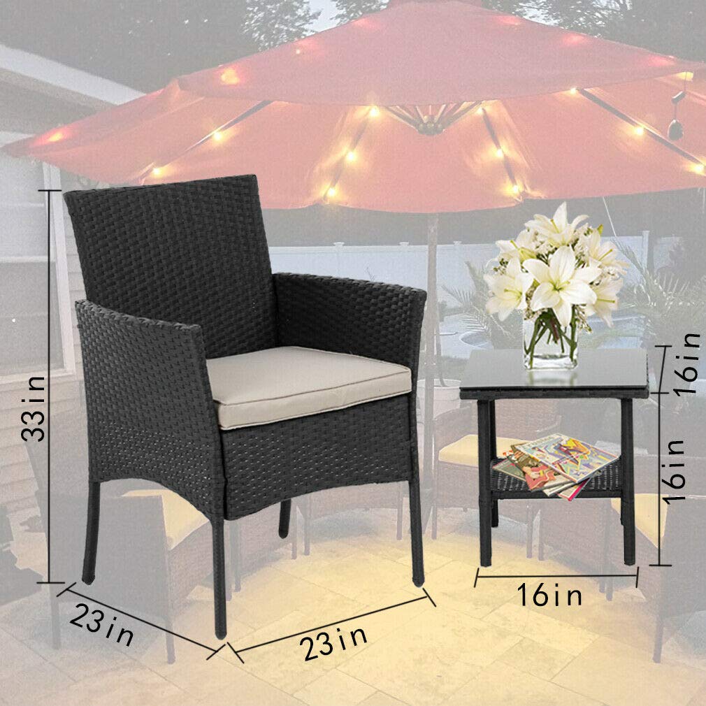 nitipezzo Simple and Elegant Design, Cushions Contemporary Looks, Patio Furniture Sets 3 Pieces Outdoor Bistro Set Rattan Chairs Wicker Conversati