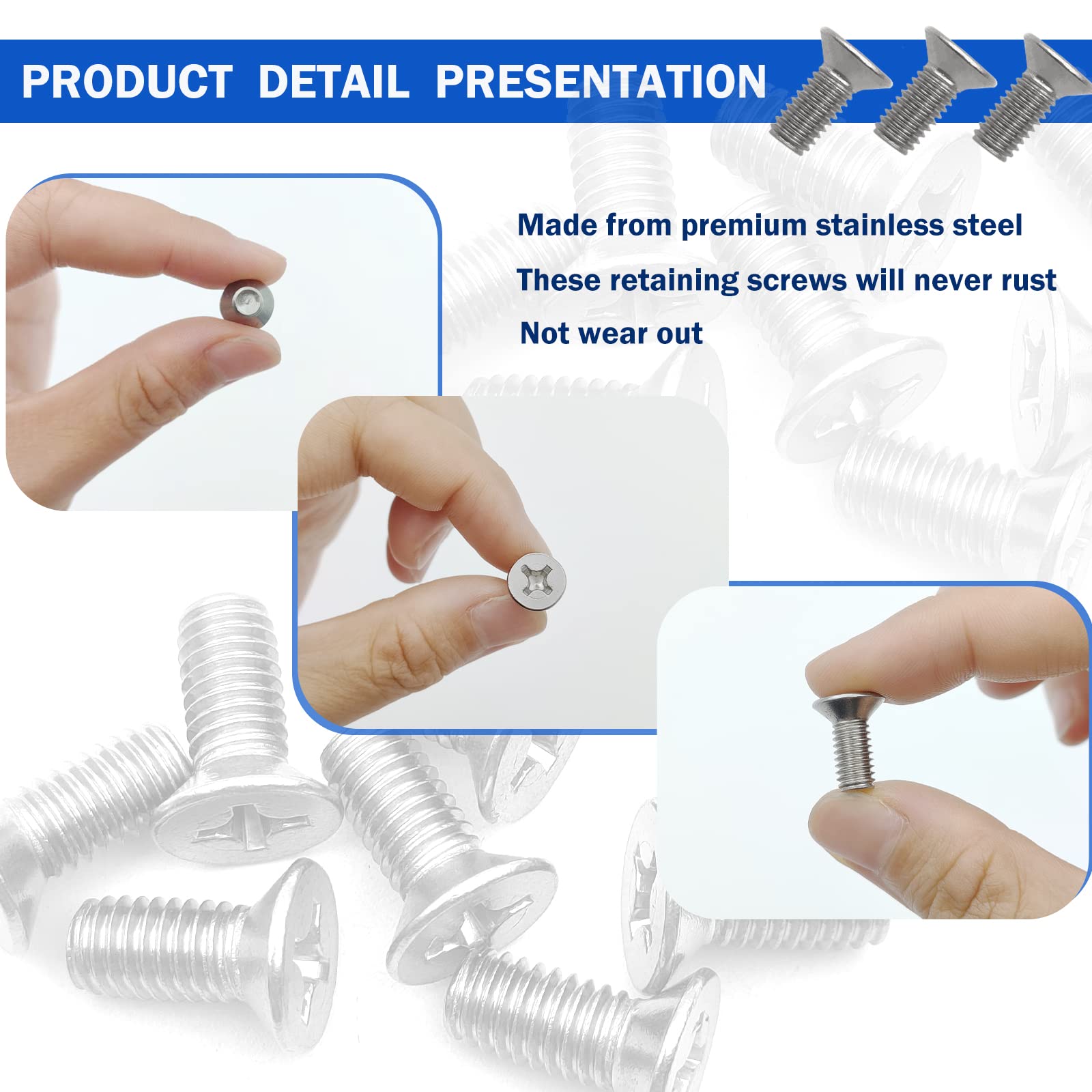 4pcs Stainless Steel Brake Disc Rotor Screws 93600-06014-0H- Compatible With Honda, Acura, Hyundai and Kia Models, Stainless Steel Retaining Screws for Front and Rear