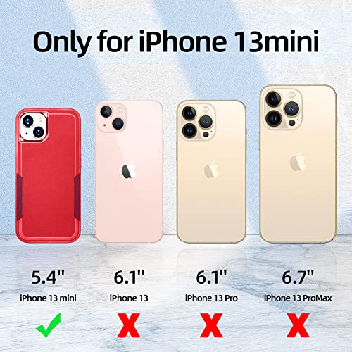NINDOO Designed for iPhone 13 Mini Case [Shockproof Protective Hard Back] [Military Grade Drop Tested] [Dust-Proof and Anti-Fingerprint],Protection Phone Case for iPhone 13 Mini 5.4 inch. (Red)…