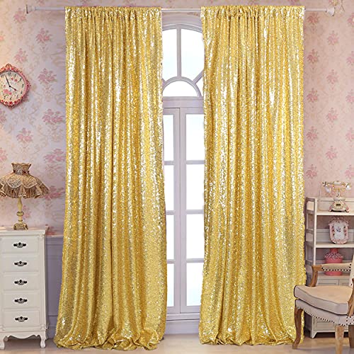 Trlyc Sequin Curtains Backdrops Glitter Gold Backdrop 2 Panels 2FTx8FT