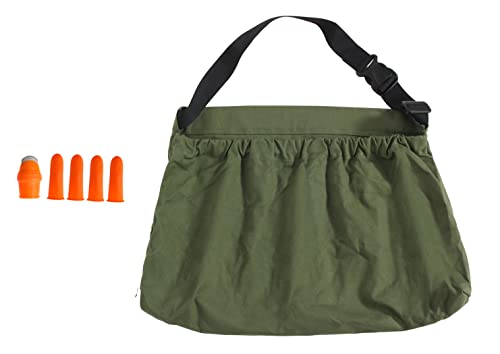 SLDHR Harvest Gardening Apron with Thumb Cutter Set,Garden Weeding Foraging Bag for Eggs Gather Vegetables Flowers Herbs Berries (Green)