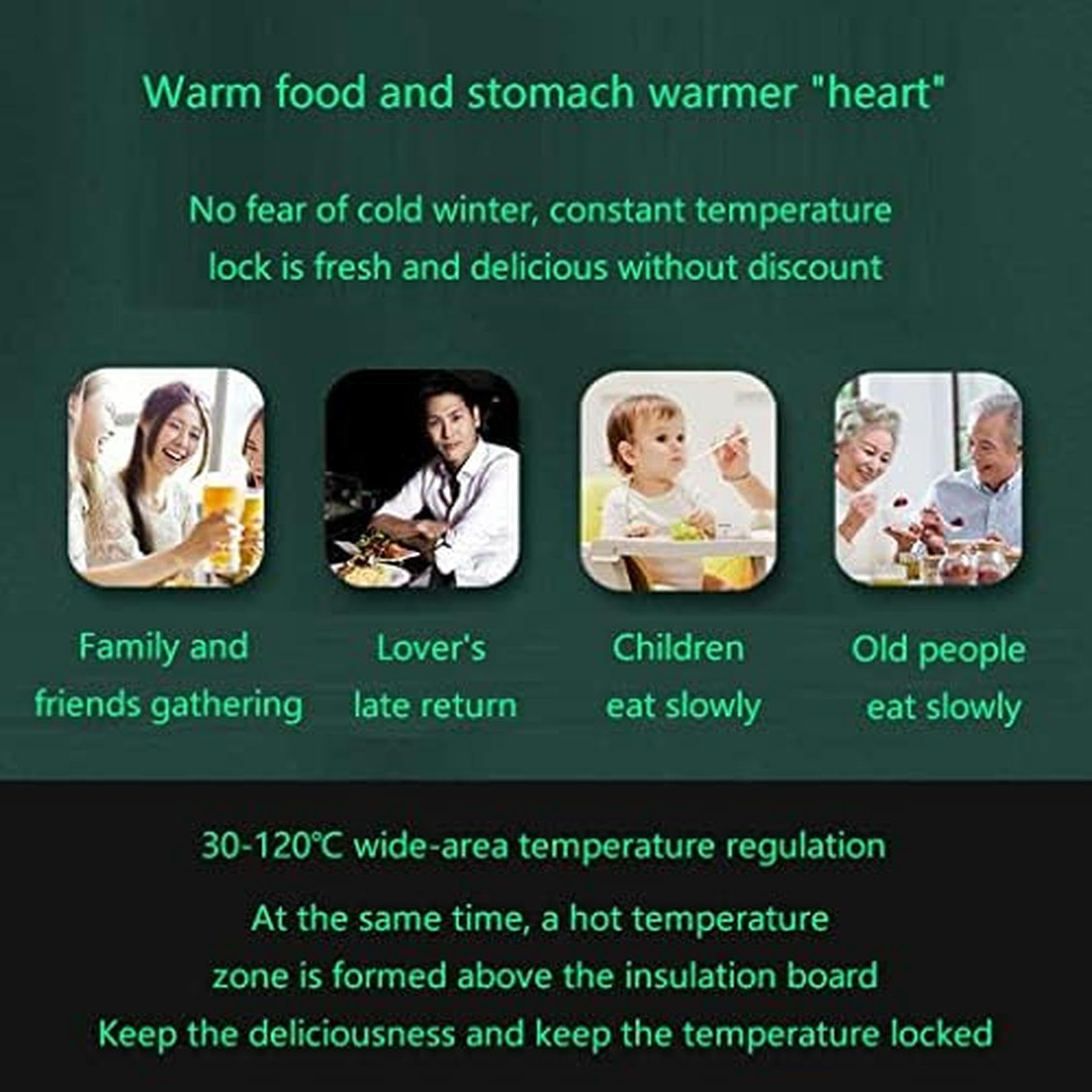 Electric Food Warmer Plate, Electric Warming Tray Serving Tray Food Multifunctional Hotplates Warmer Hot Plate with Adjustable Temperature Control Keep Food Warm for Buffets Home Dinners