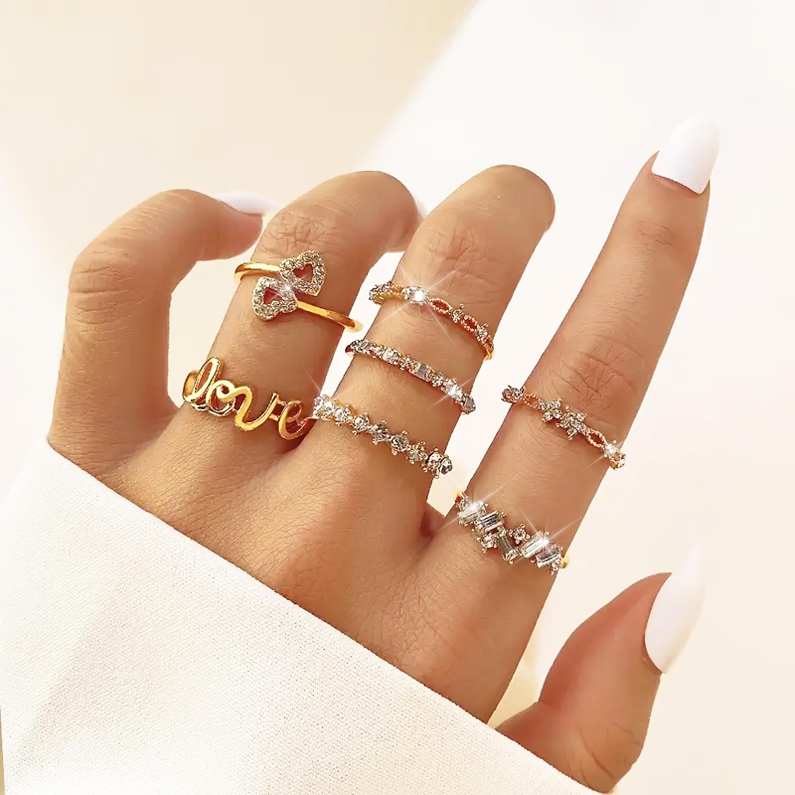Gold Stackable Rings for Women Gifts Trendy Stuff Simple Star Moon Heart Knuckle Rings Set Boho Rings Cute Stuff Birthday Gifts Gold Rings Pack Jewelry