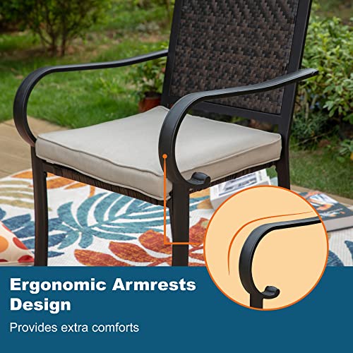 MIXPATIO Outdoor Patio Dining Set 7 Pcs, Patio Dining Table Chair Set, 6 Rattan Chairs with Cushions and 1 Dining Table with Umbrella Hole, for Lawn, Garden, Yards, Poolside