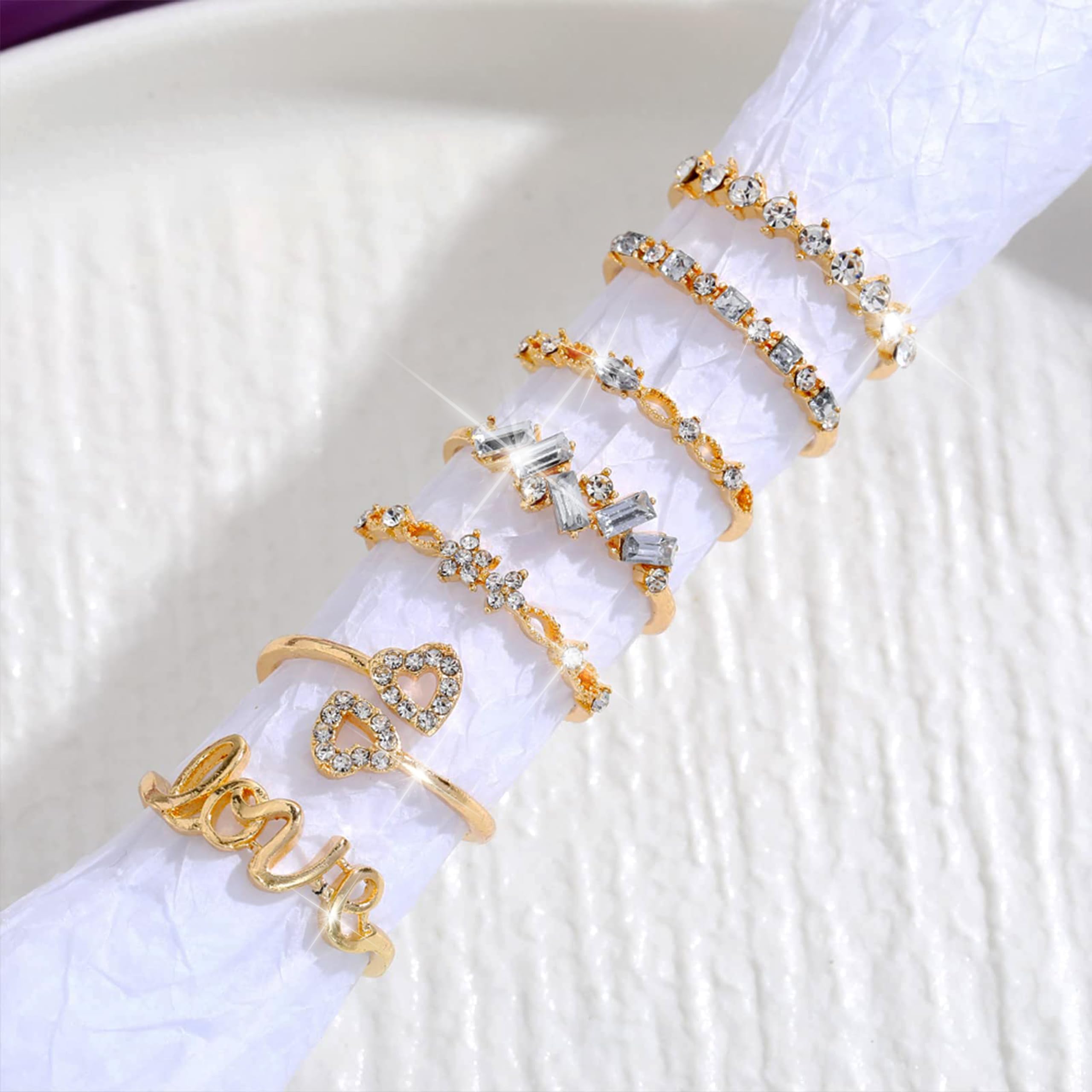 Gold Stackable Rings for Women Gifts Trendy Stuff Simple Star Moon Heart Knuckle Rings Set Boho Rings Cute Stuff Birthday Gifts Gold Rings Pack Jewelry