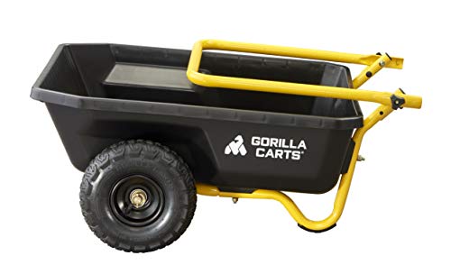 Gorilla Carts GCR-4 4 Cu. Ft, 300-pound Capacity, Poly Yard Cart, Black/Yellow
