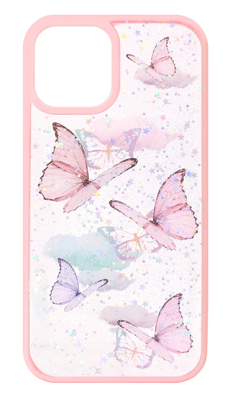 MUNDULEA Compatible with iPhone 13 Mini case Butterfly Clear Bling Women Girl Cute Soft TPU Fashion Cover for iPhone 13 Mini (Butterfly Pink)