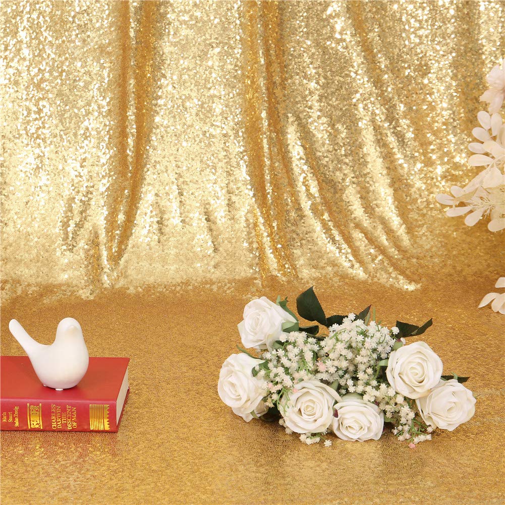 Eternal Beauty Gold Sequin Backdrop, 6x8 Ft Glitter Background Curtains for Shimmer Photography Party Wedding Birthday Back Drop Decor