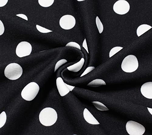 Lyrur Women's Vintage Polka Dot Black Wrap Dresses Knee Length Short Sleeves Sheath V Neck Casual Party Work Dress(L,9069-Black Dot)
