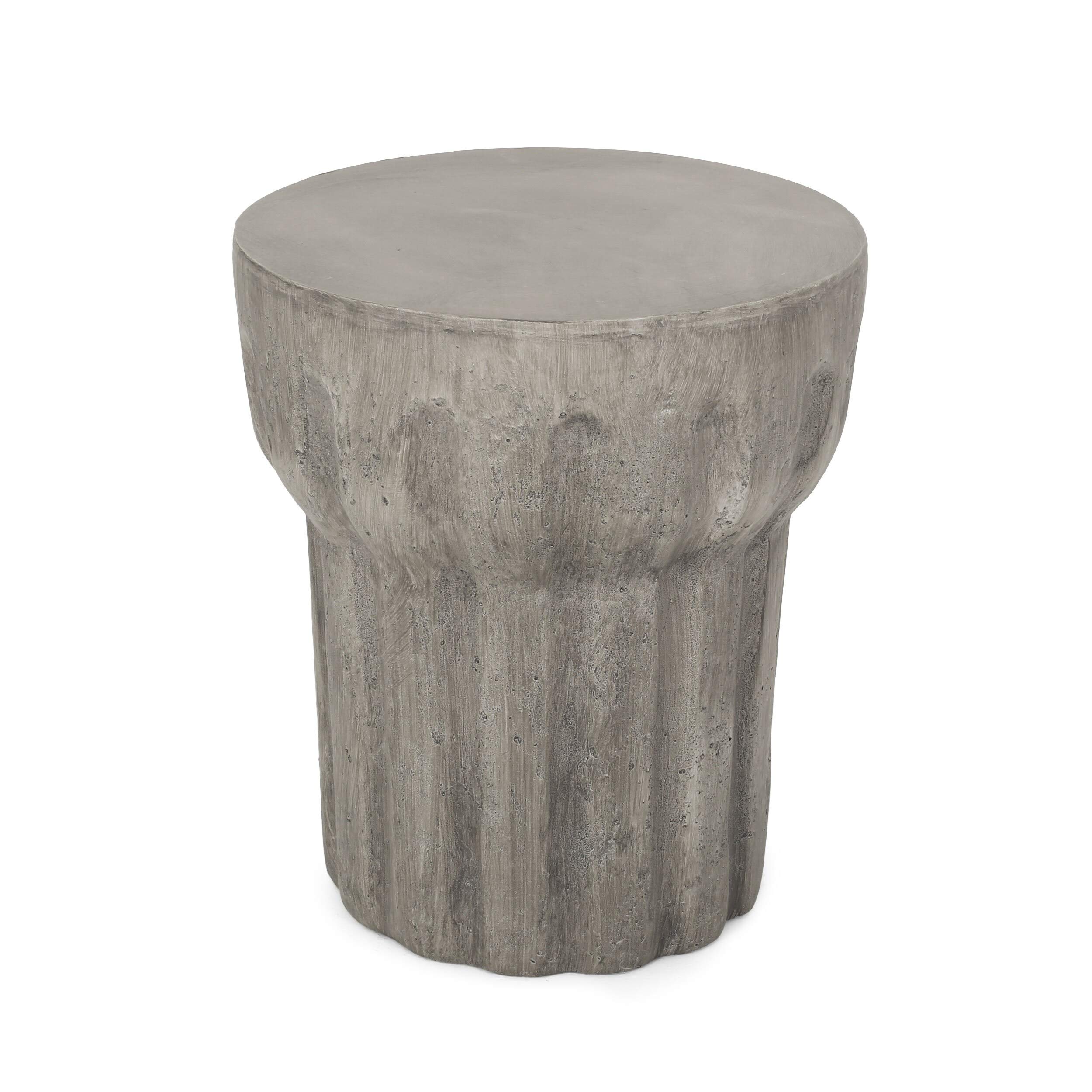 Outdoor Contemporary Lightweight Concrete Accent Side Table by - 15.75" w X 15.75" d 18.00" h Off/White Modern Round