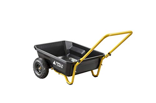 Gorilla Carts GCR-4 4 Cu. Ft, 300-pound Capacity, Poly Yard Cart, Black/Yellow