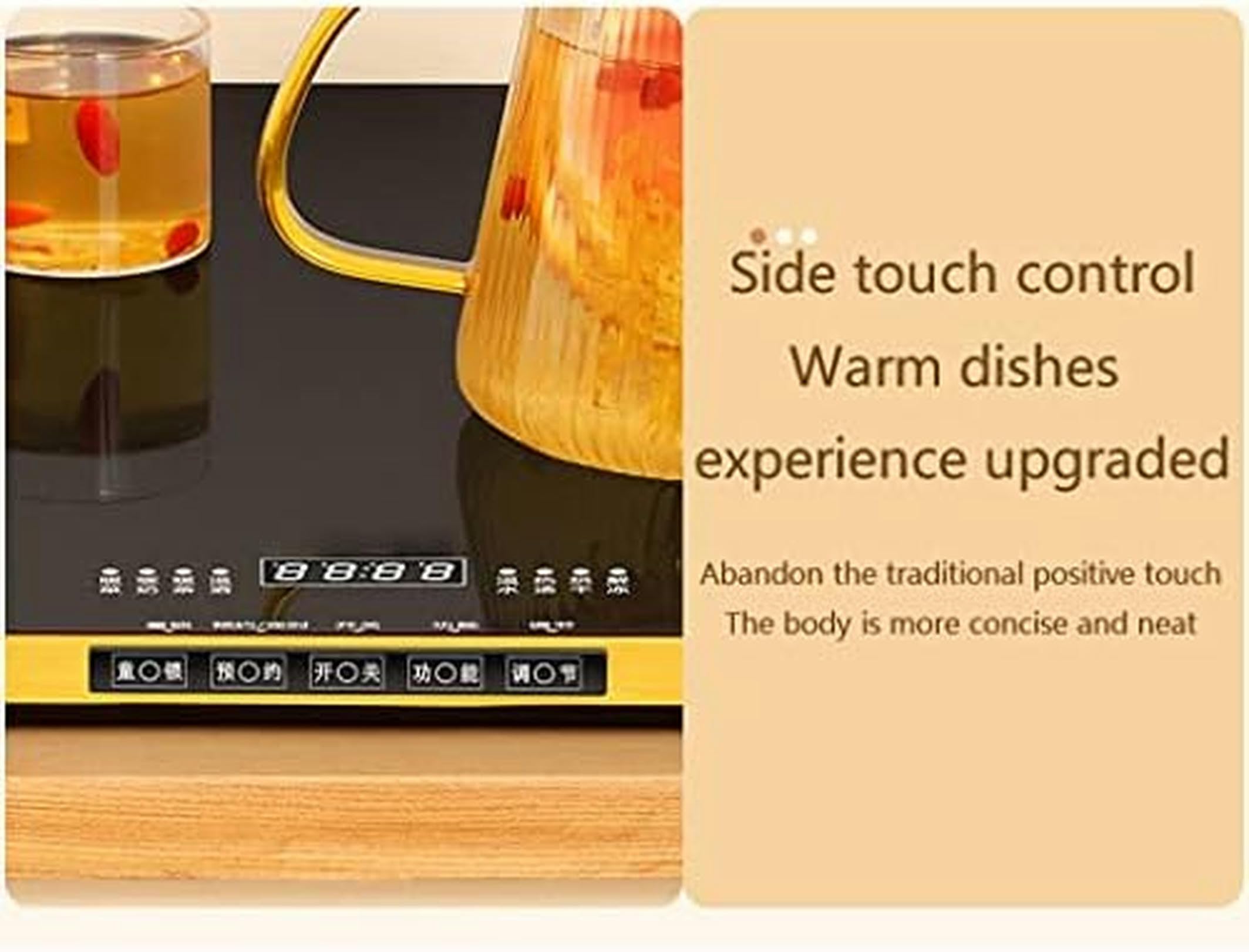Electric Food Warmer Plate, Electric Warming Tray Multifunctional Hotplates Keep Food Warm for Buffets Home Dinners with Touch and Spin Adjustable Temperature Control Warming Serving Tray Food