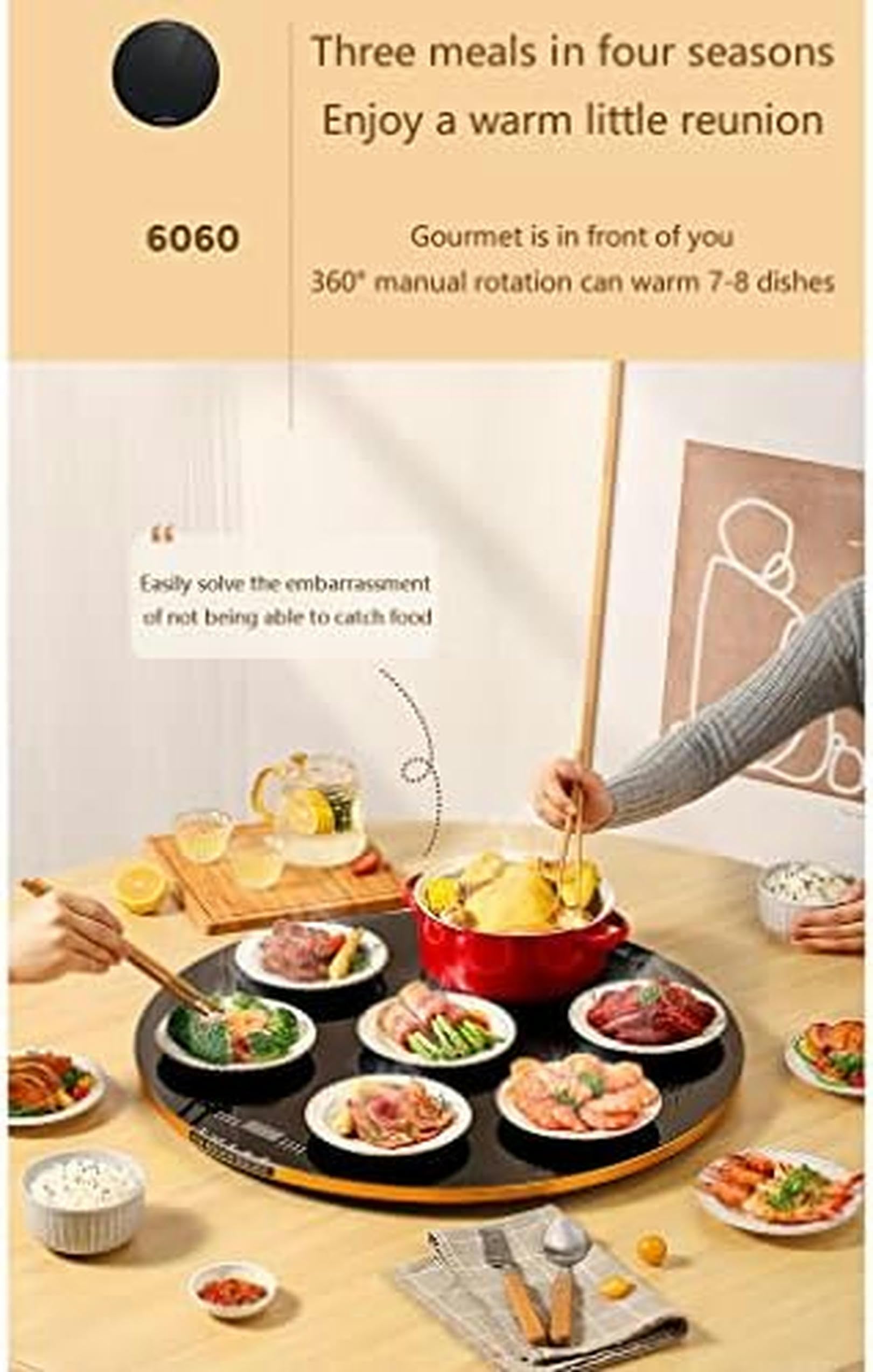 Electric Food Warmer Plate, Electric Warming Tray Multifunctional Hotplates Keep Food Warm for Buffets Home Dinners with Touch and Spin Adjustable Temperature Control Warming Serving Tray Food