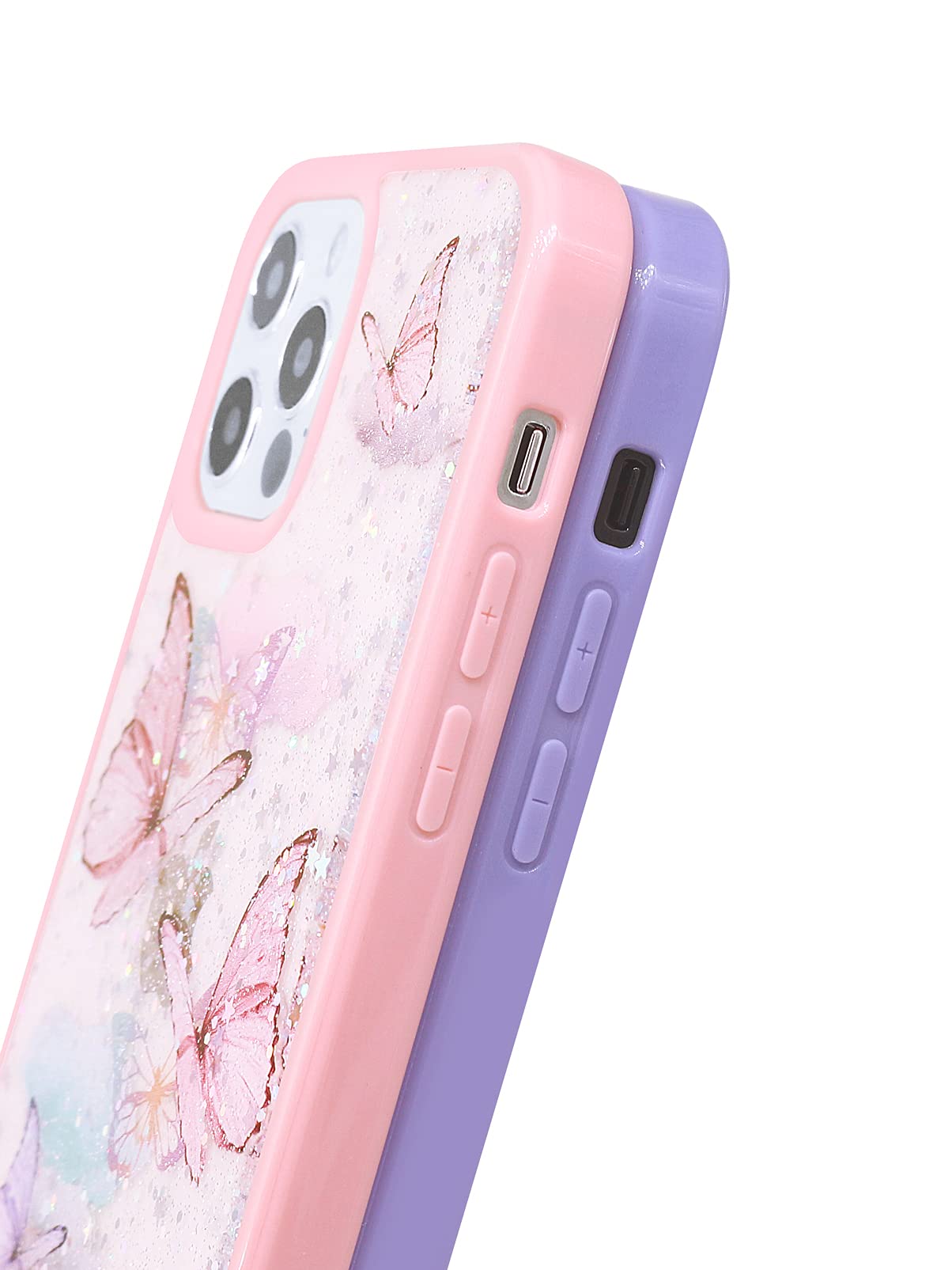 MUNDULEA Compatible with iPhone 13 Mini case Butterfly Clear Bling Women Girl Cute Soft TPU Fashion Cover for iPhone 13 Mini (Butterfly Pink)