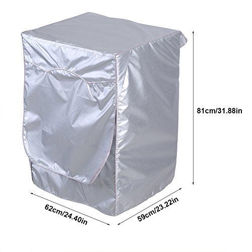 Silver Washing Machine Cover Waterproof Sunscreen Cover Front Load Washer Dryer Coat Protection Washer Cover