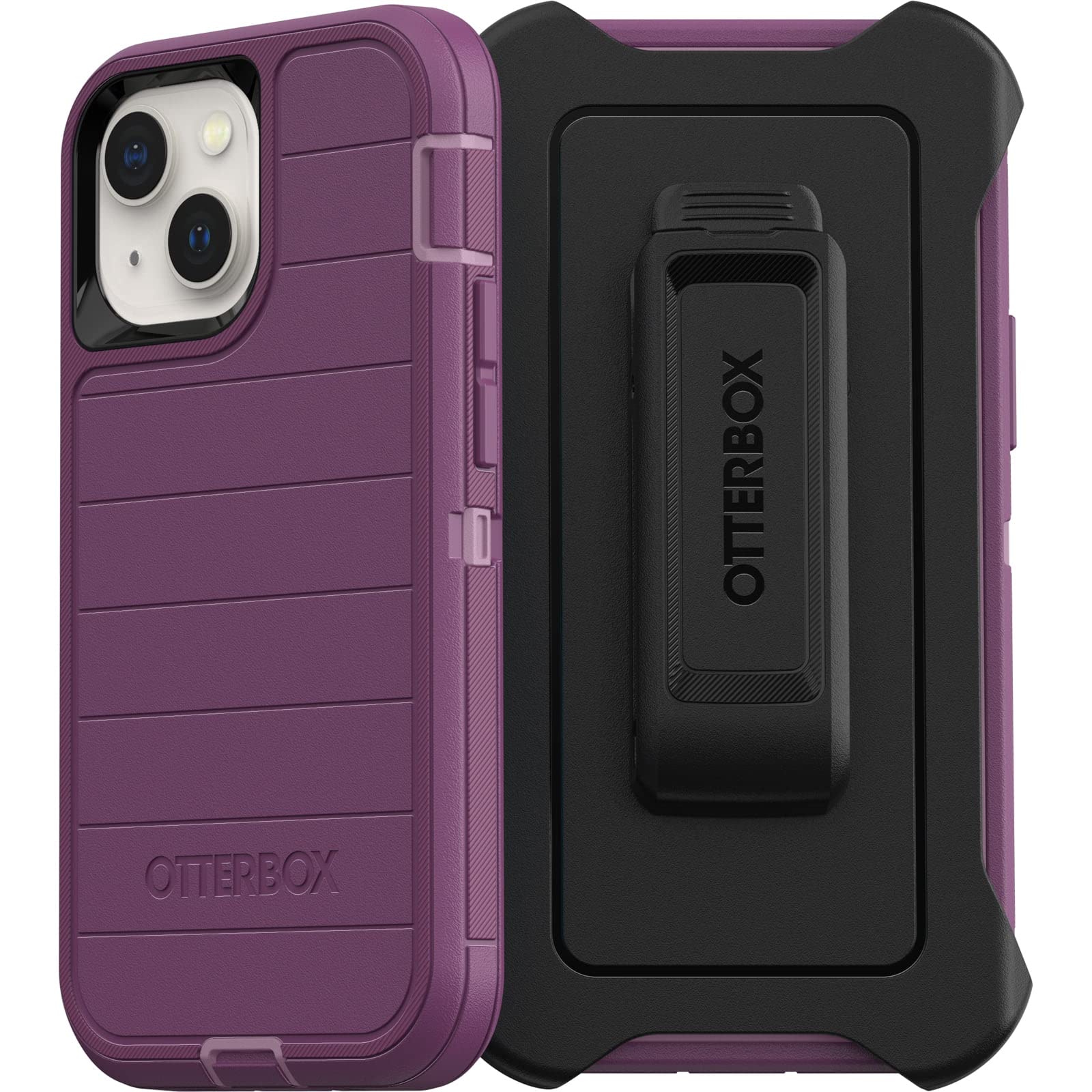 OtterBox Defender Series Screenless Edition Case for iPhone 13 Mini & iPhone 12 Mini (Only) - Holster Clip Included - Microbial Defense Protection - Non-Retail Packaging - Happy Purple