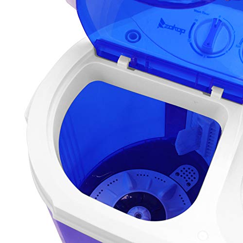 WSDJ, Portable Mini Washing Machine, 10.4lbs Capacity, Washer(6.6lbs)&Spiner(3.8lbs), Semi-automatic Blue Cover, GT36347395-10106-1953006301