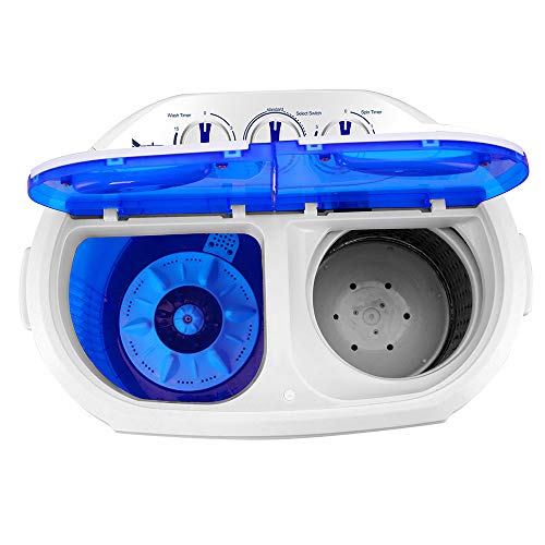 WSDJ, Portable Mini Washing Machine, 10.4lbs Capacity, Washer(6.6lbs)&Spiner(3.8lbs), Semi-automatic Blue Cover, GT36347395-10106-1953006301