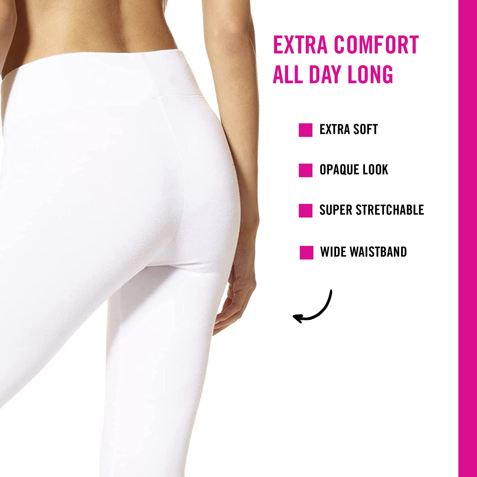 HUE Women's Legging, White, Small