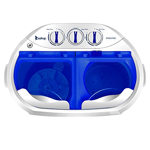 WSDJ, Portable Mini Washing Machine, 10.4lbs Capacity, Washer(6.6lbs)&Spiner(3.8lbs), Semi-automatic Blue Cover, GT36347395-10106-1953006301