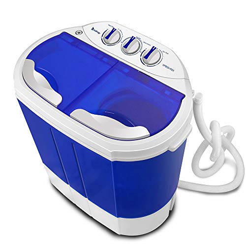 WSDJ, Portable Mini Washing Machine, 10.4lbs Capacity, Washer(6.6lbs)&Spiner(3.8lbs), Semi-automatic Blue Cover, GT36347395-10106-1953006301