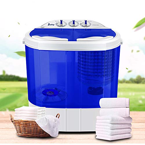 WSDJ, Portable Mini Washing Machine, 10.4lbs Capacity, Washer(6.6lbs)&Spiner(3.8lbs), Semi-automatic Blue Cover, GT36347395-10106-1953006301