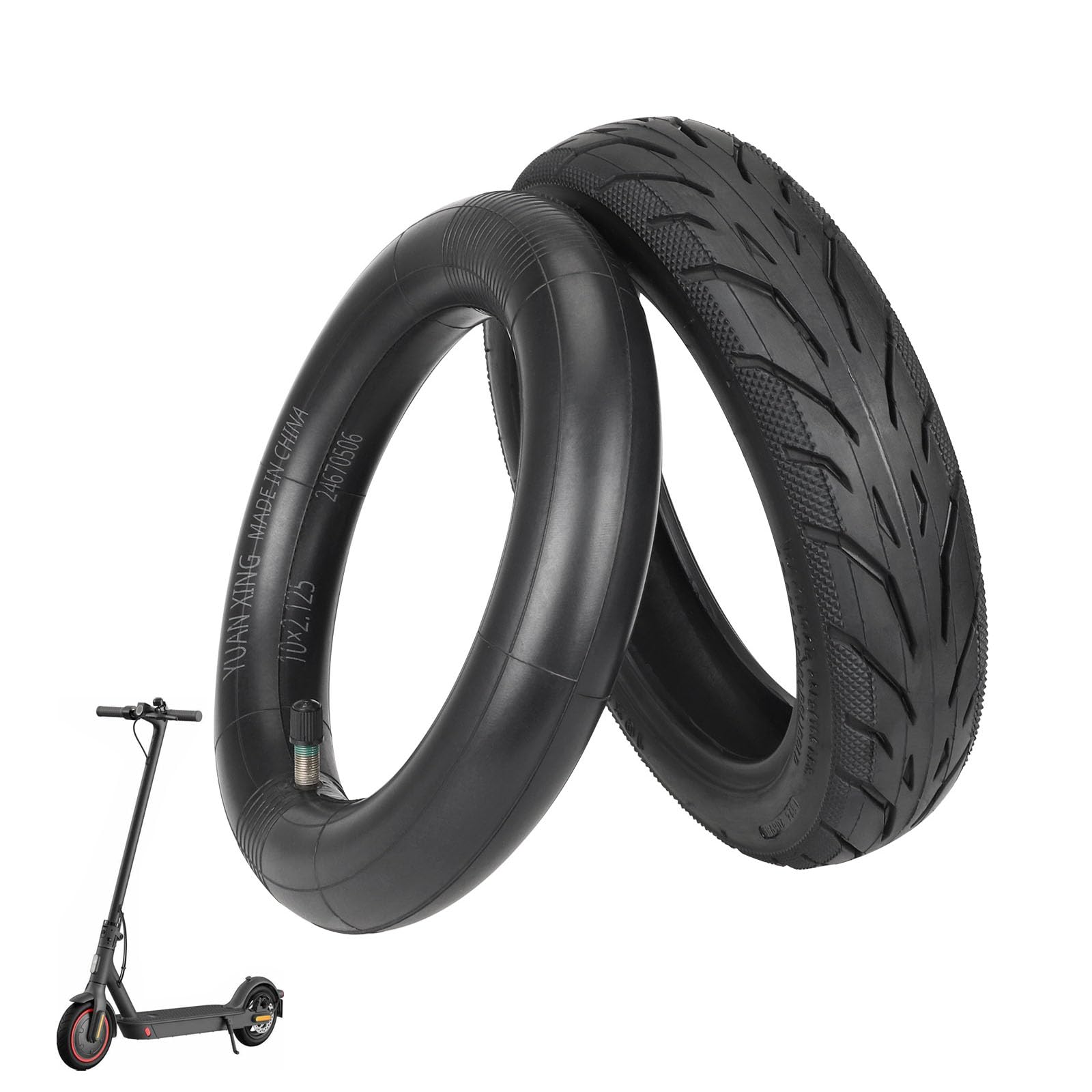 RidTianTek 10x2.125 Tire with Inner Tube 10 inch for Segway F20/F25/F30/F40/F65/D18W/D28U/D38U Heavy Duty Replacement Wheels Parts Inner Tube Tire for Electric Scooter Accessories