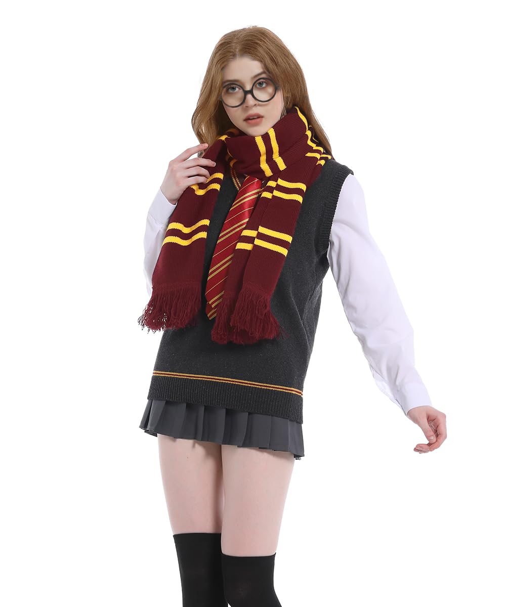Guturris Knit Neck Scarf Magic College Styles Striped Winter Neckerchief Movie Character Cosplay Costume Accessory Red