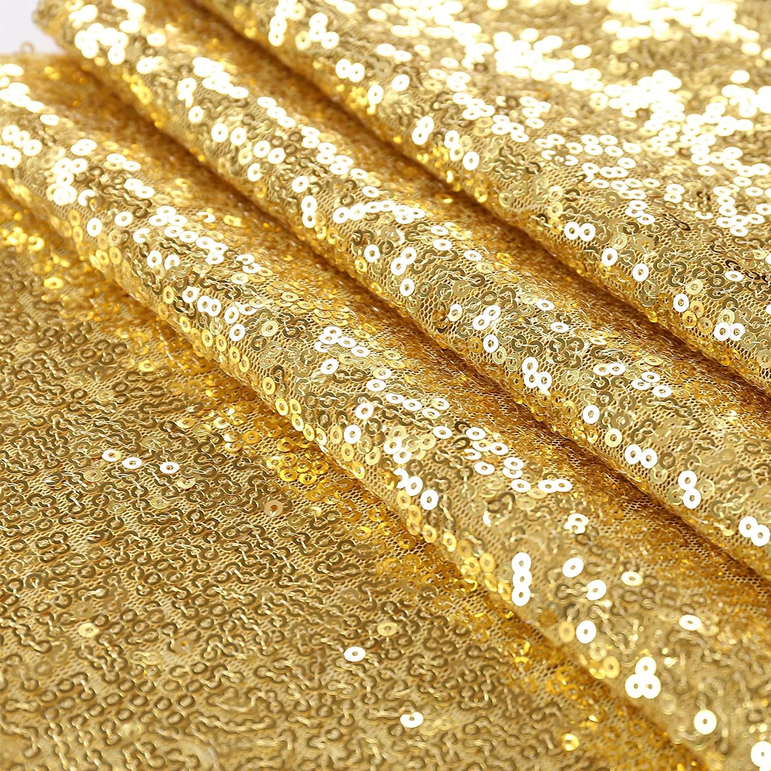 TCBESTO Gold Sequin Backdrop Curtains Glitter Drapes 2FTx8FT 4 Panels for Wedding Birthday Party Decorations Bridal Baby Shower Party Supplies Sparkly Photography Background