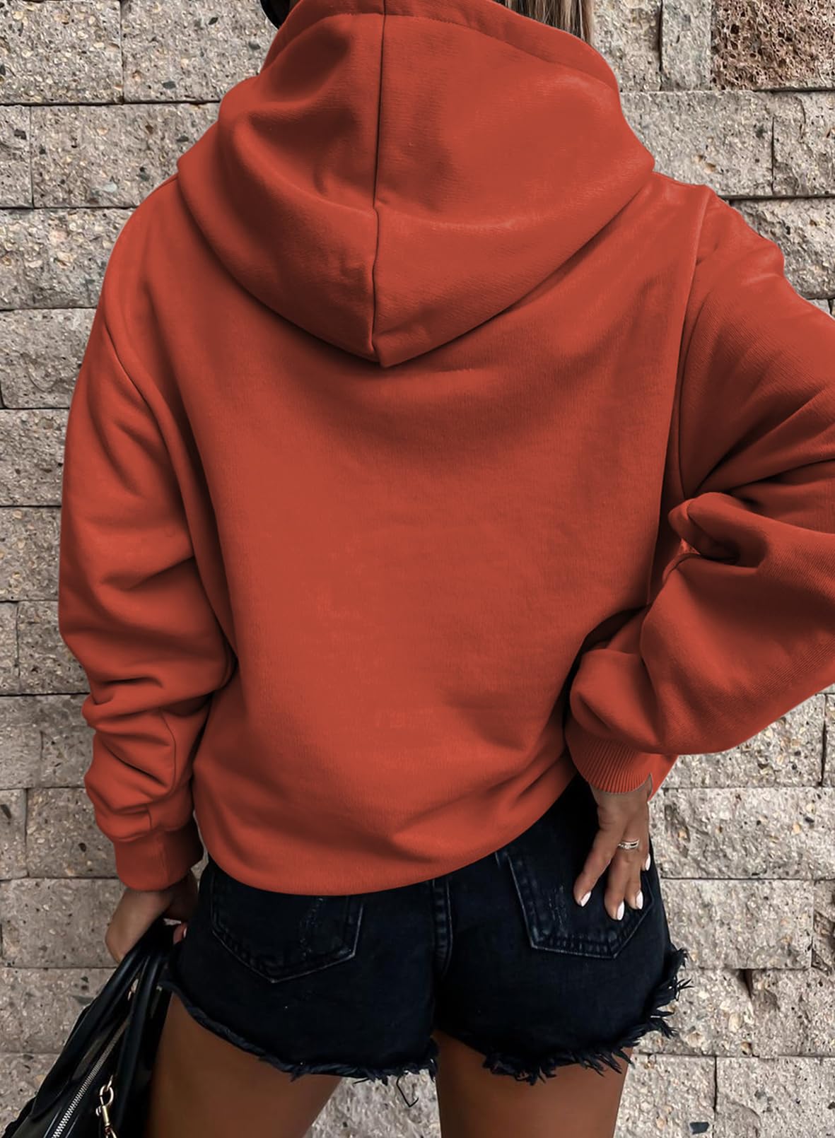 SHEWIN Womens Sweatshirts Casual Long Sleeve Fleece Hooded Pullover Sweatshirt Lightweight Cute Fall Tops Outfits Loose Hoodies for Women,US 12-14(L),Orange