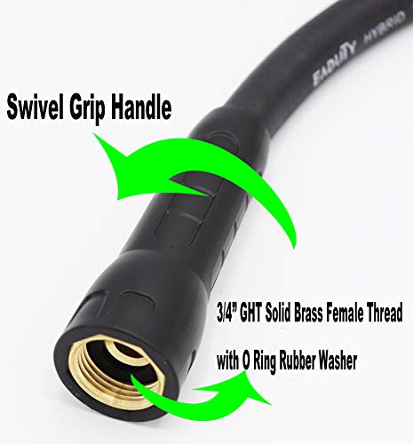 EADUTY Hybrid Garden Hose 5/8 IN. x 50 FT, Heavy Duty, Lightweight, Flexible with Swivel Grip Handle and Solid Brass Fittings