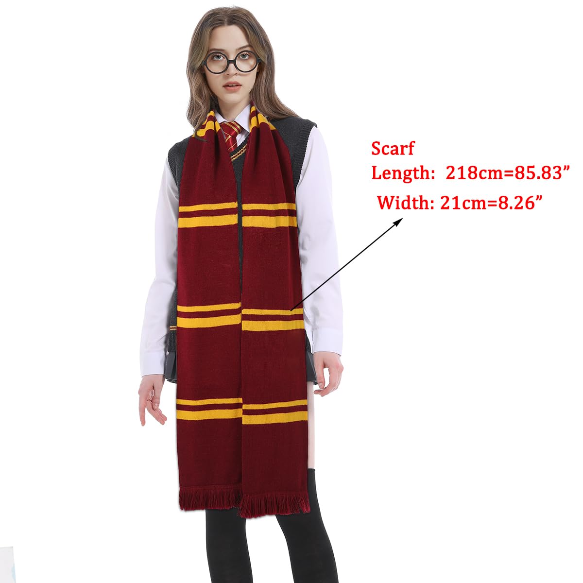 Guturris Knit Neck Scarf Magic College Styles Striped Winter Neckerchief Movie Character Cosplay Costume Accessory Red