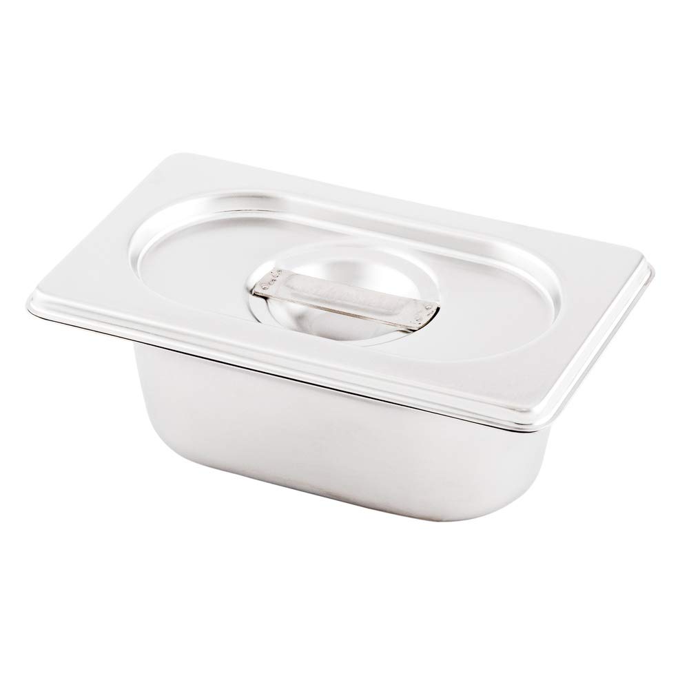 Restaurantware LID ONLY: Met Lux 7 x 4.3 Inch Steam Table Pan Lid 1 Hotel Pan Lid - Fits 1/9 Size Steam Table Pan Table Pan Sold Separately Stainless Steel Steam Pan Cover Built-In Handle