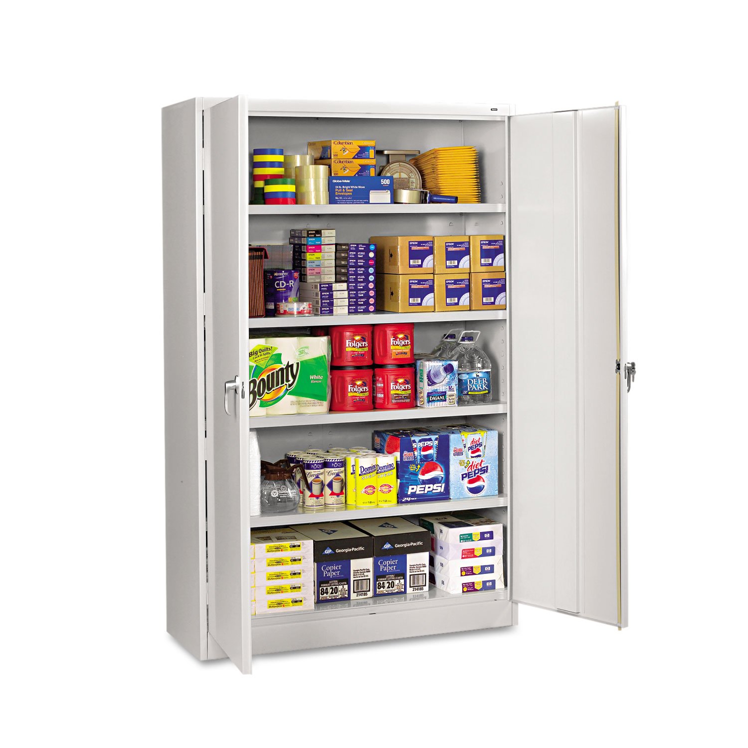 Tennsco J1878SULGY Assembled Jumbo Steel Storage Cabinet, 48w x 18d x 78h, Light Gray